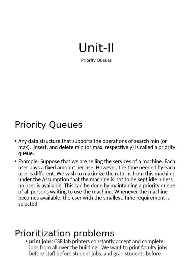 Unit-II Priority Queuues | PDF | Computer Programming | Algorithms