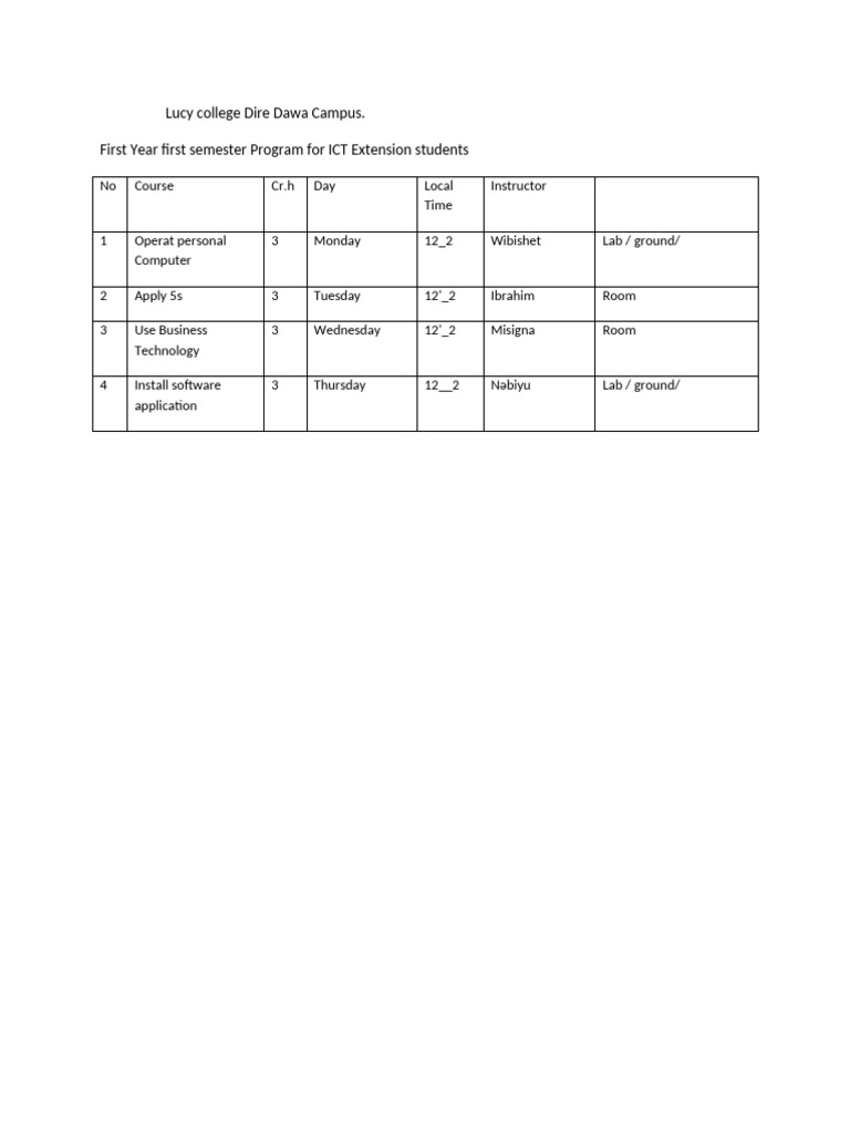 ICT Schedule Exte | PDF