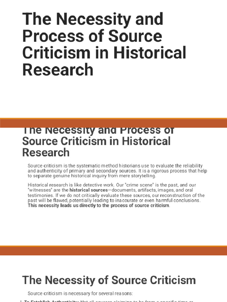 CHS 301 Lecture 11 Source Criticism - Phoenix | PDF