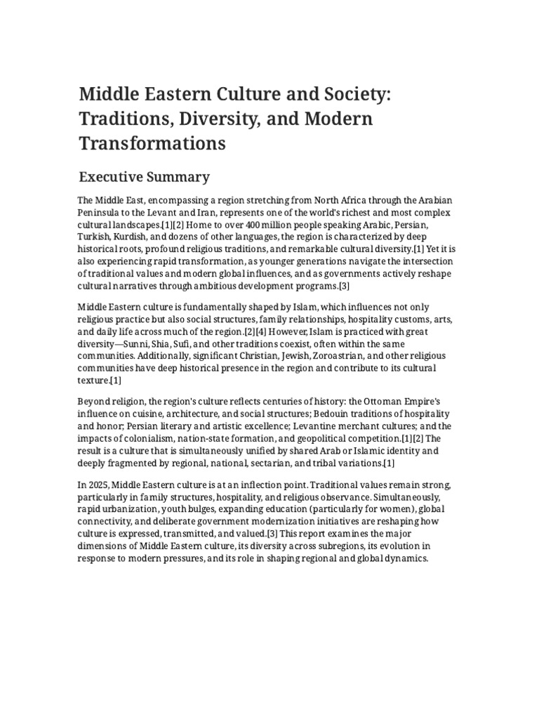 Middle Eastern Culture: Diversity and Change | PDF | Middle Eastern ...