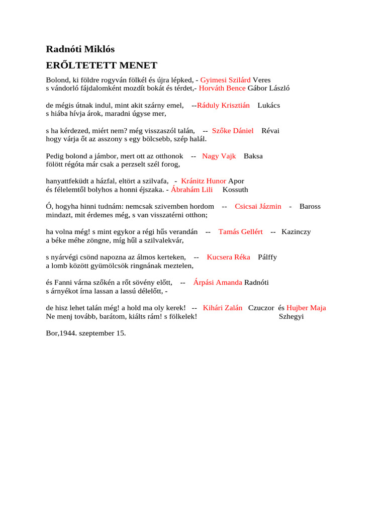 Radnóti Vers | PDF