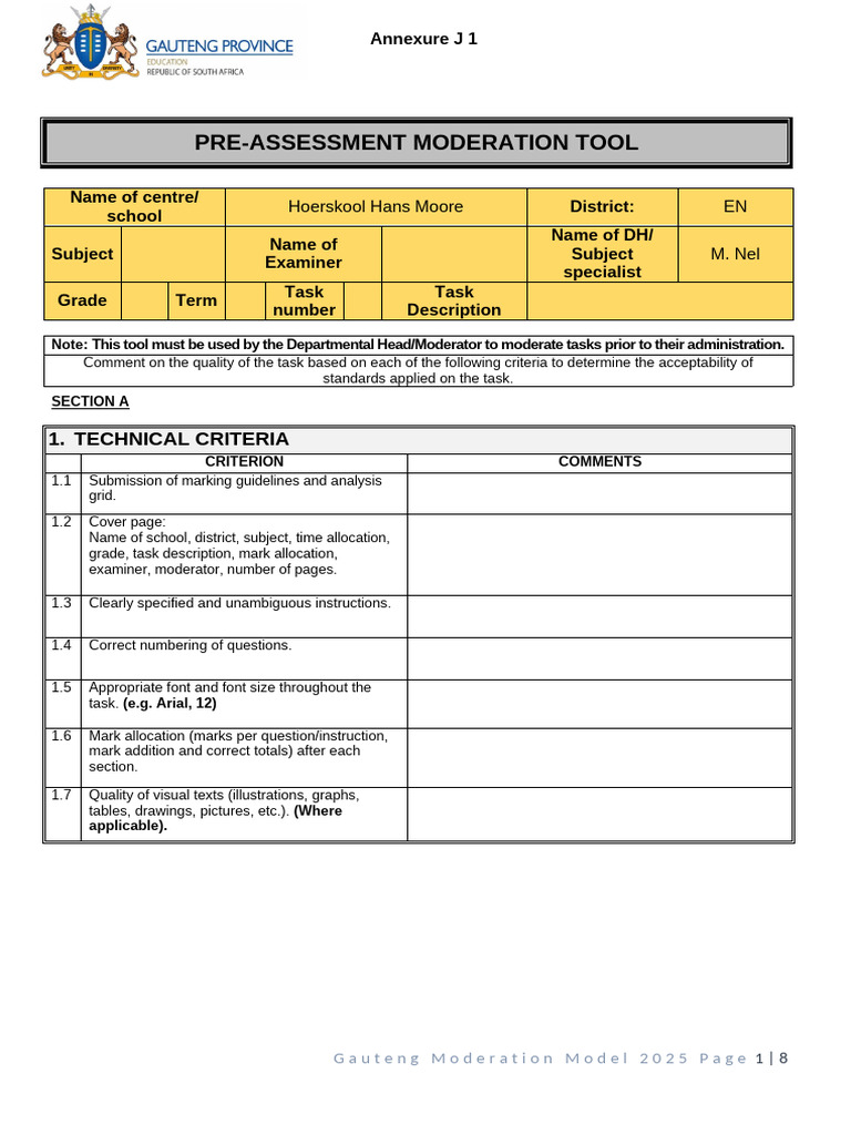 ANNEXURES_J1_AND_J2[1] | PDF | Teachers | Multiple Choice