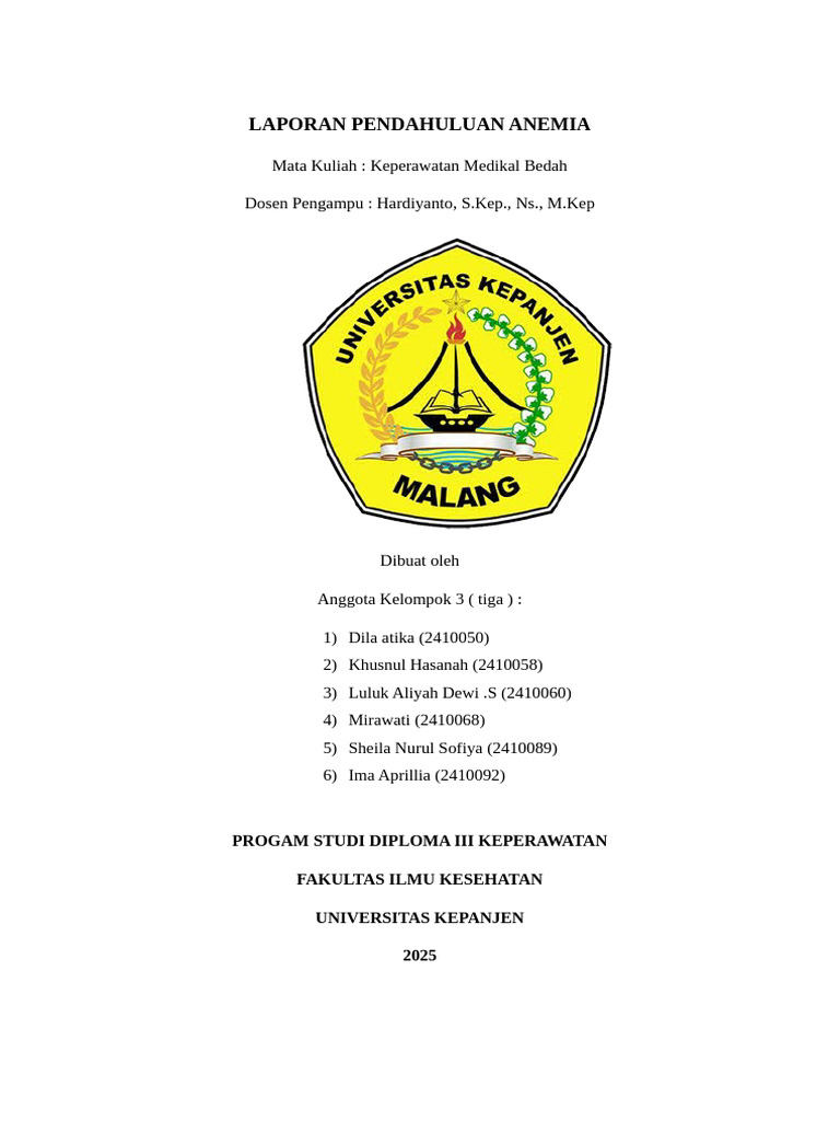 Laporan Pendahuluan Anemia Medis | PDF