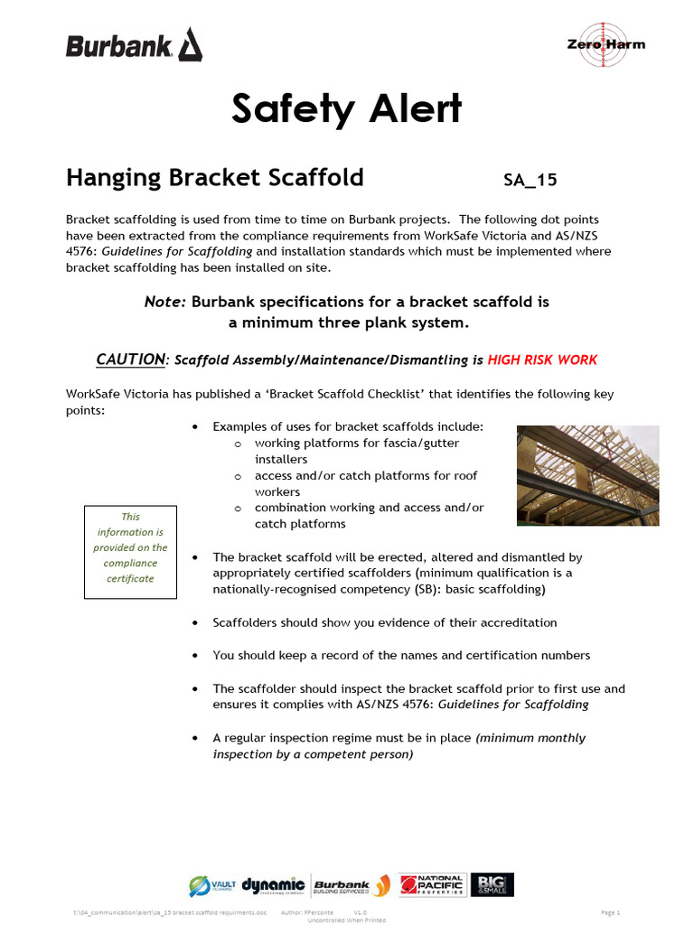 Safety Alert 15 Bracket Scaffold Requirments | PDF | Scaffolding | Safety