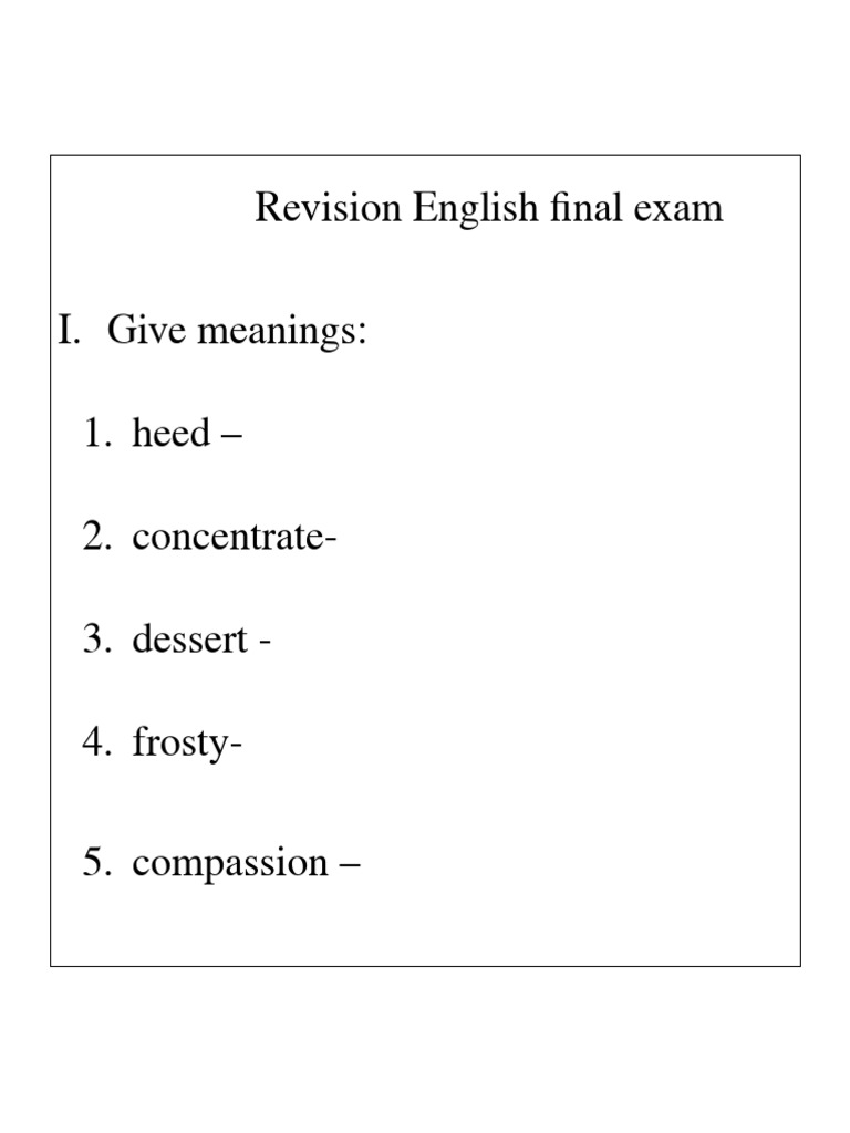 English Final Exam Revision Guide | PDF
