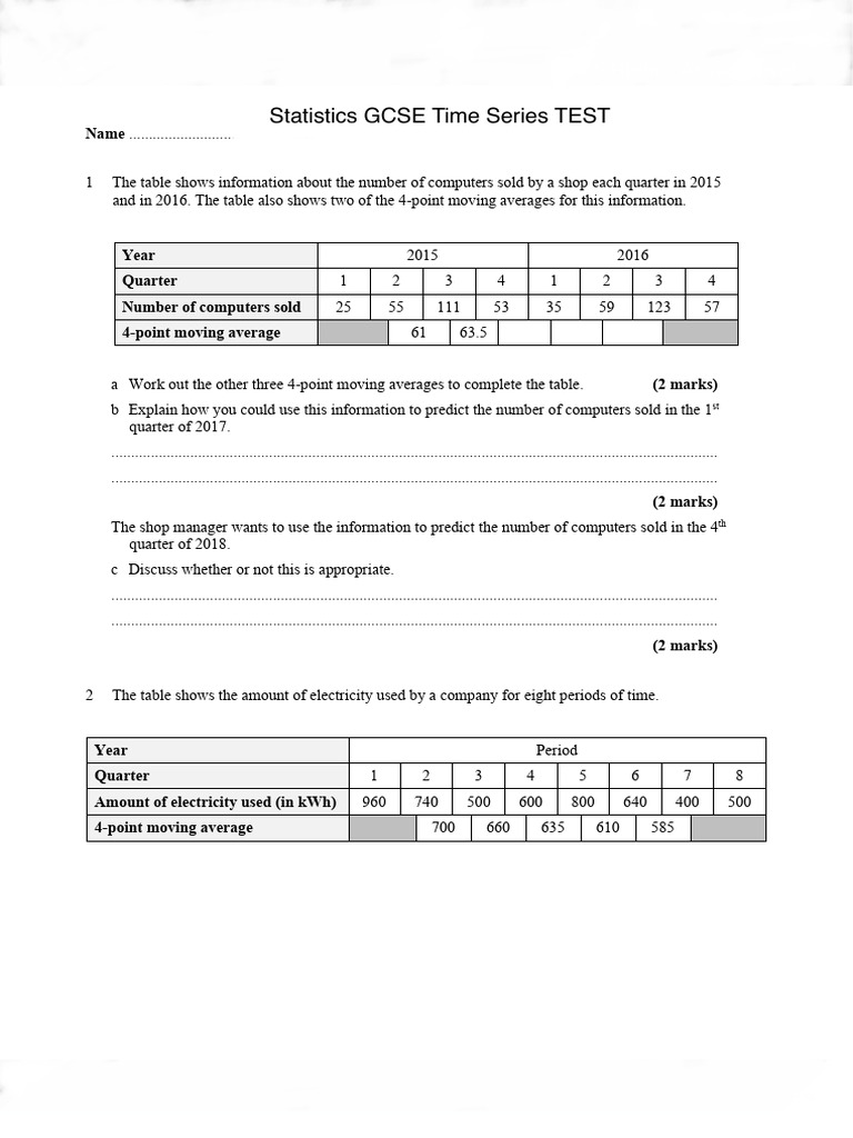 Time Series Analysis Assessment Guide | PDF | Moving Average | Time Series