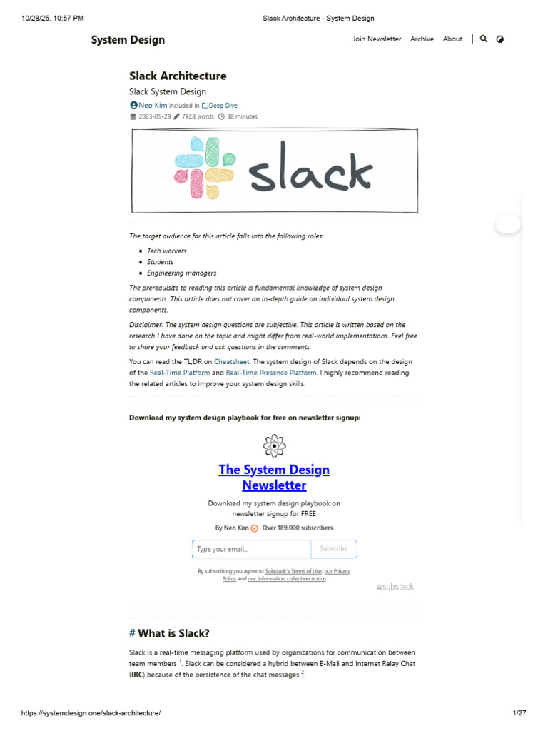 Slack Architecture System Design Guide | PDF | World Wide Web ...