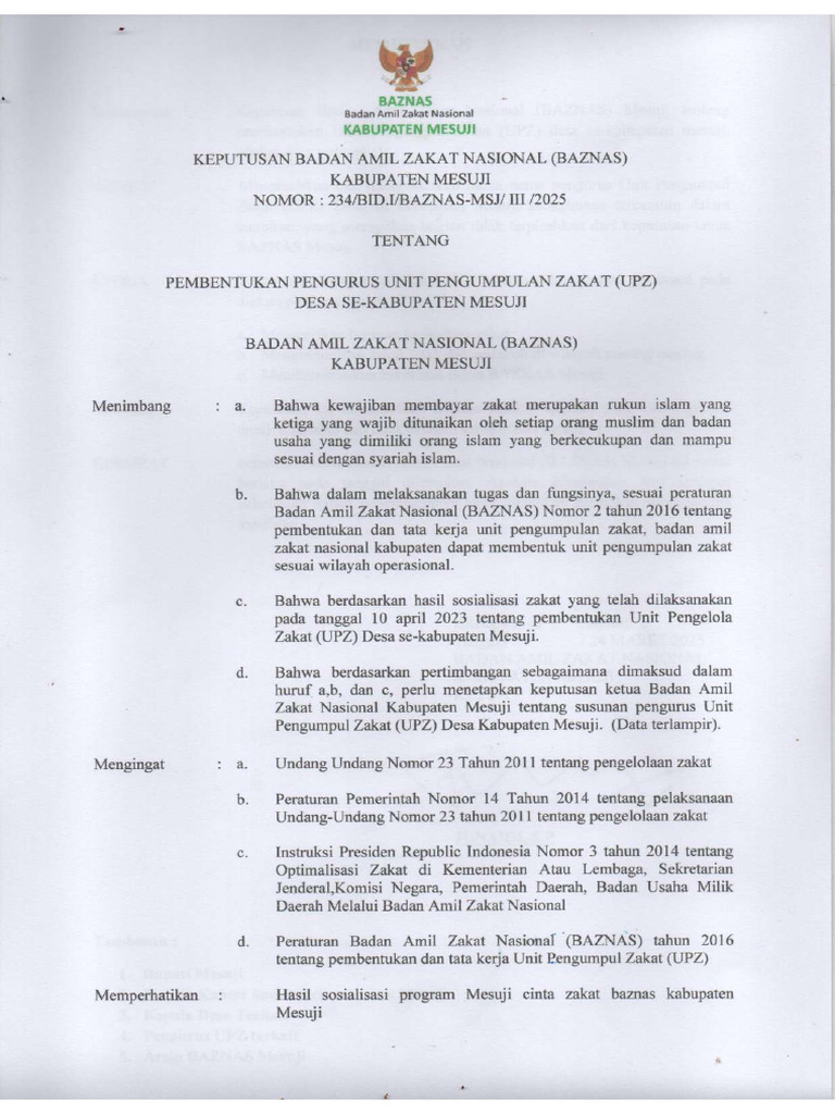 SK Upz Desa Budi Aji | PDF