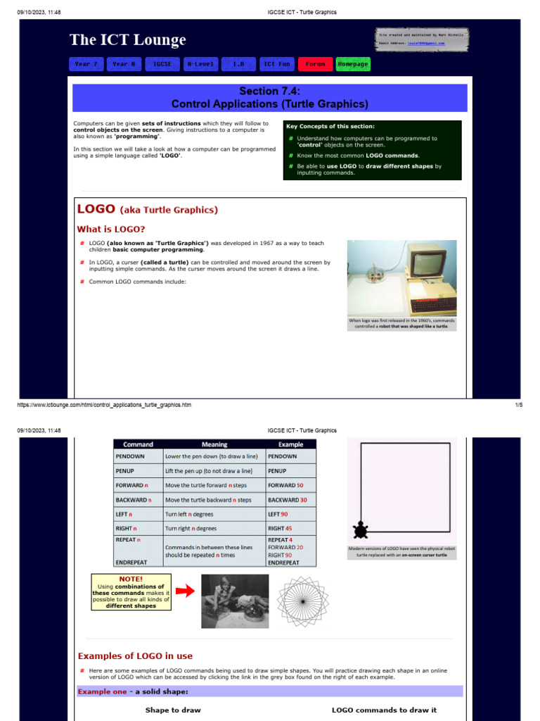 IGCSE ICT - Turtle Graphics | PDF | Cursor (User Interface) | Computing