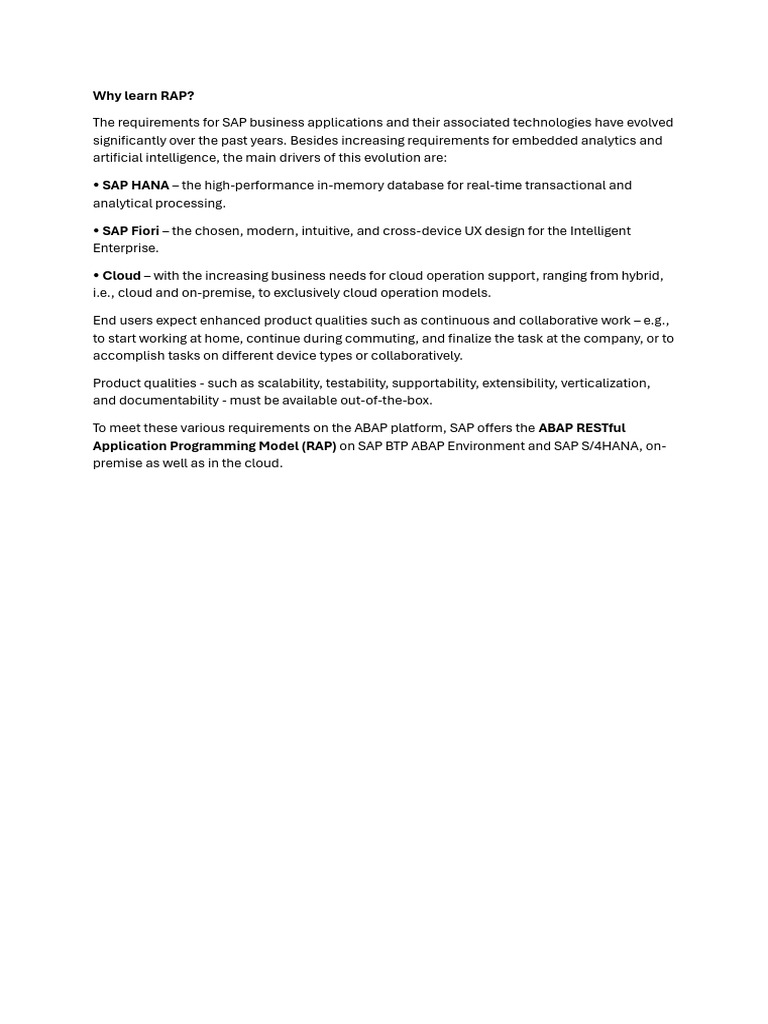 Benefits of Learning SAP RAP | PDF