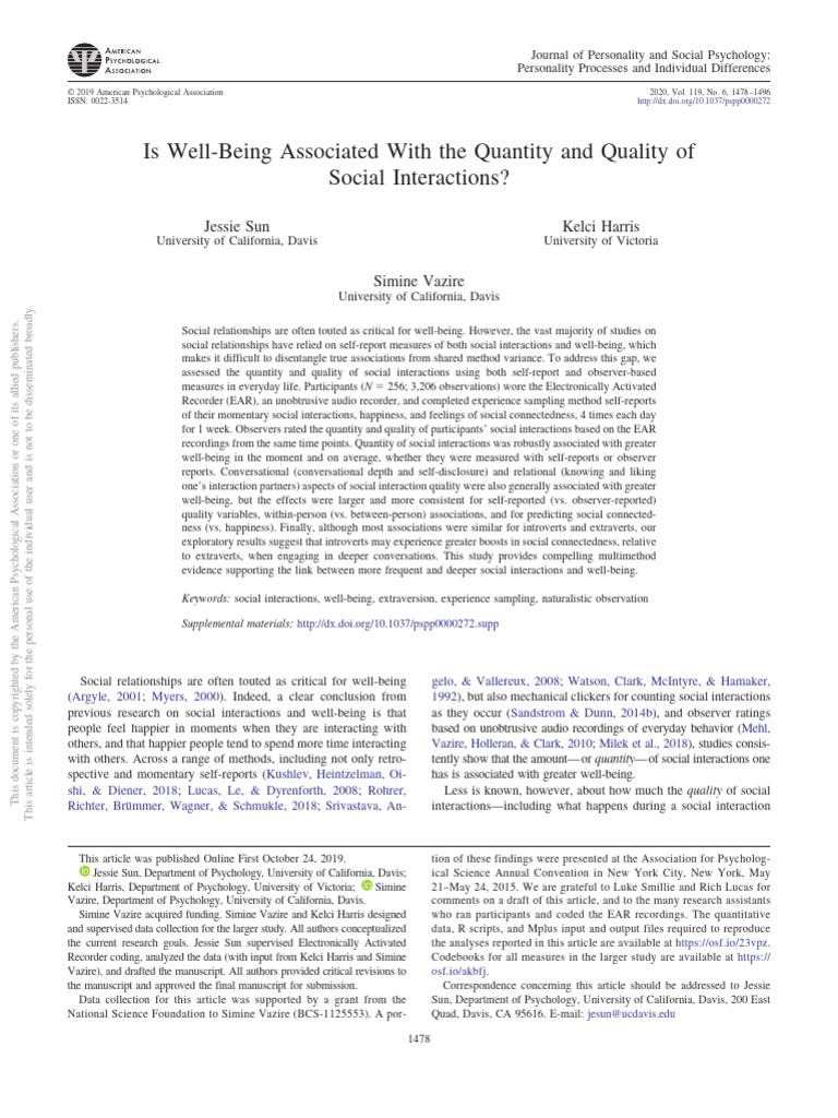 sun-2020b | PDF | Extraversion And Introversion | Well Being