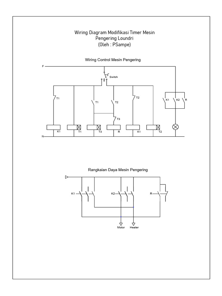 Wiring Dagram Timer Mesin Pengering | PDF