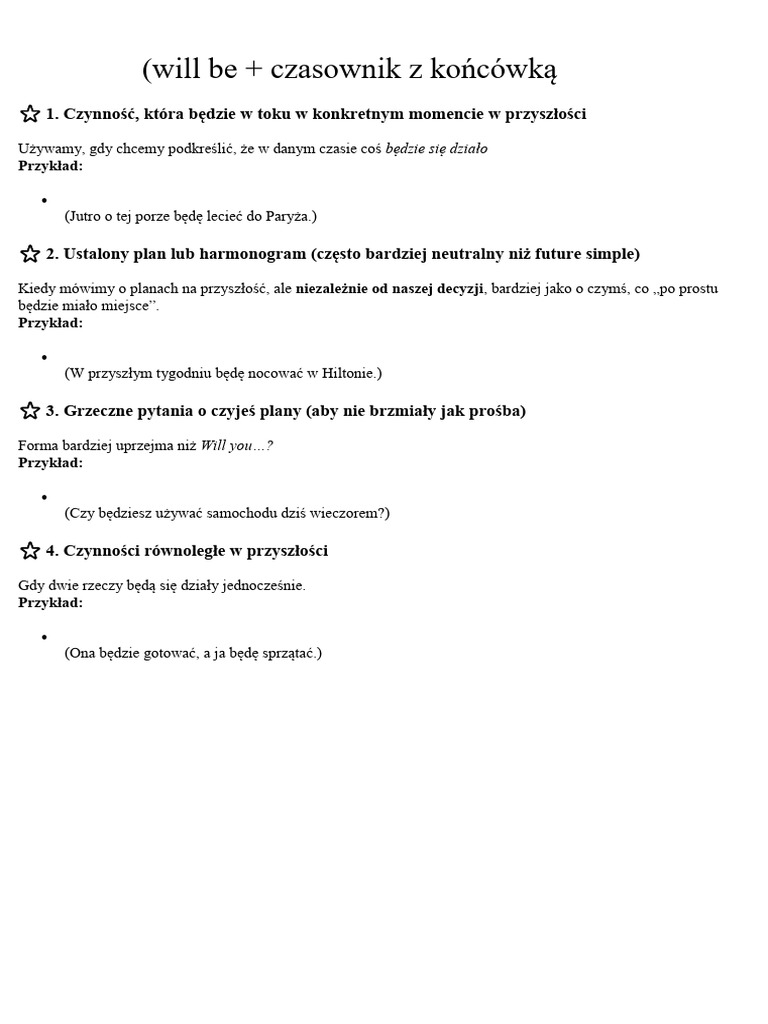 Czas Future Continuous Theory | PDF