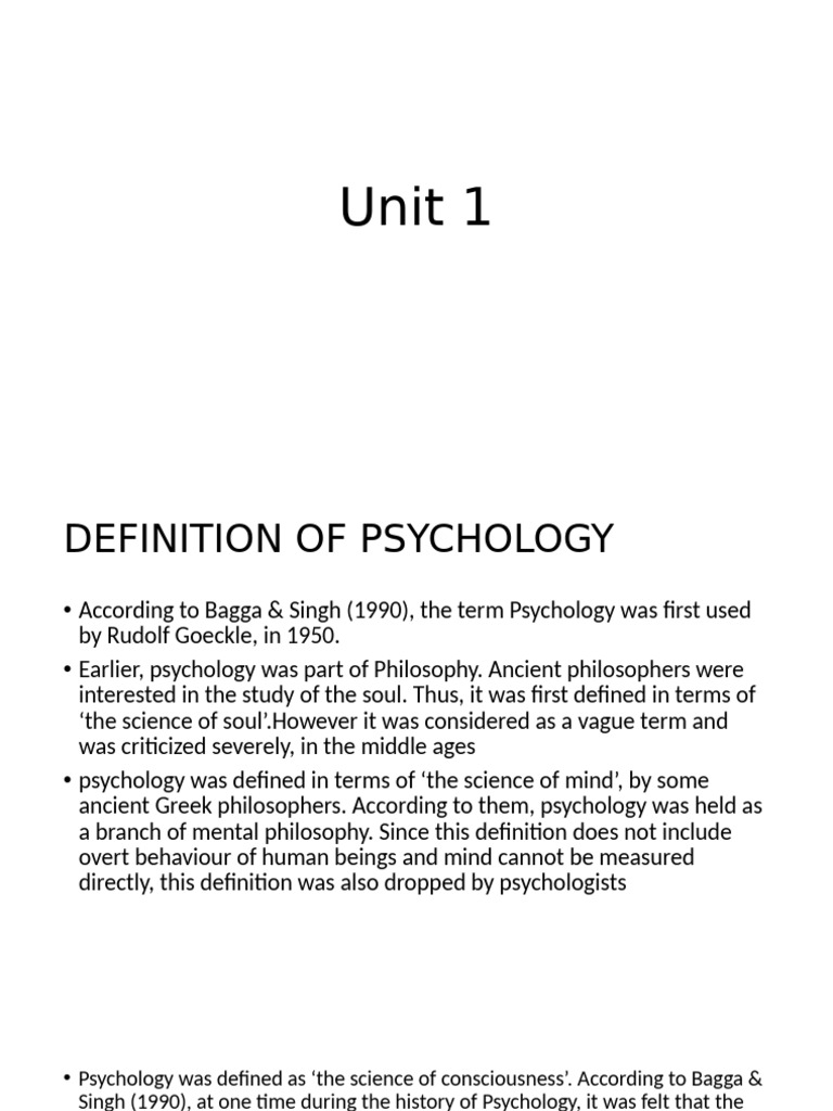 Unit 1 (2) | PDF | Psychology | Behavioural Sciences
