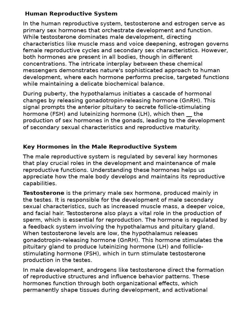 Key Hormones in the Male Reproductive System | PDF | Menstrual Cycle ...