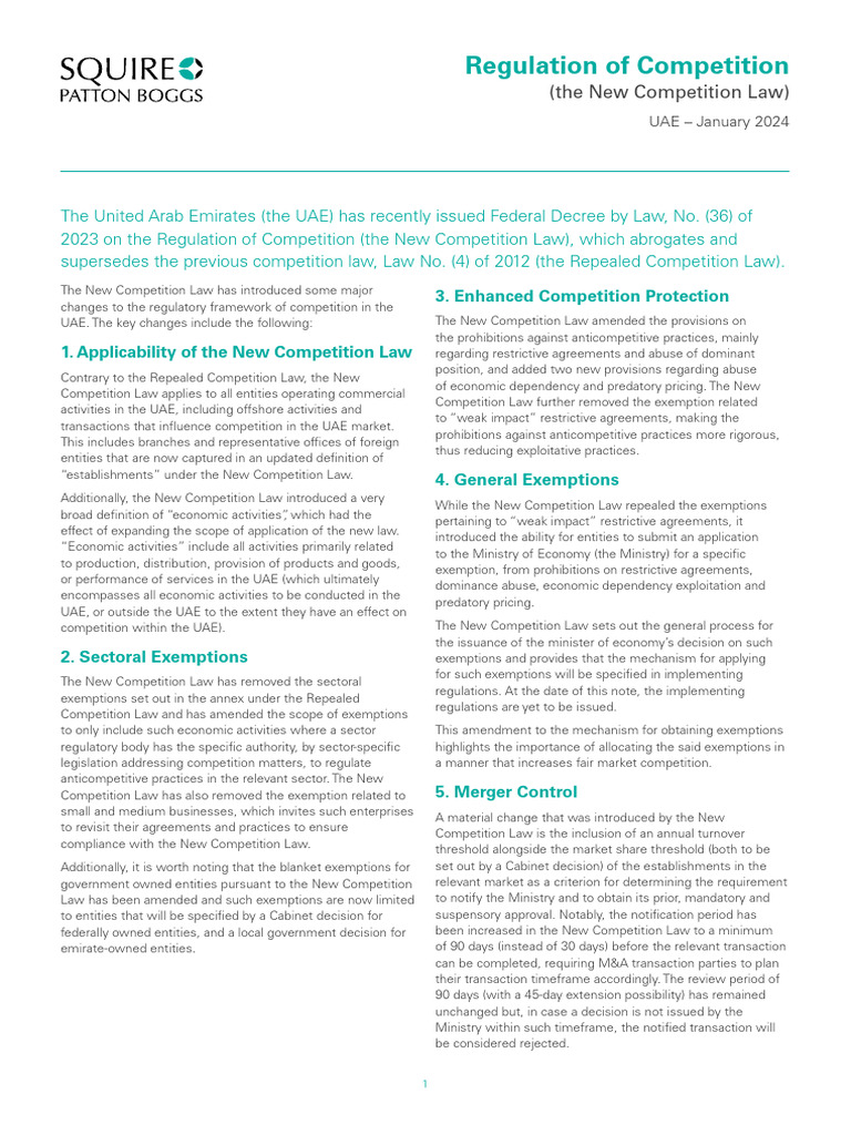 UAE Regulation of Competition (1) | PDF | Competition Law | United Arab ...