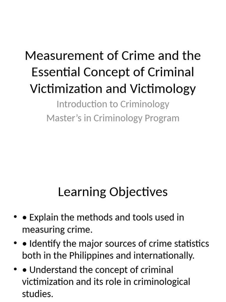 Crime Measurement and Victimology Insights | PDF | Crime & Violence ...
