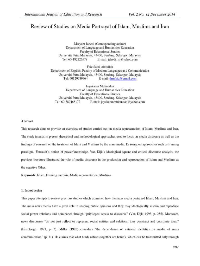 Review of Studies On Media Portrayal of | PDF | Framing (Social ...