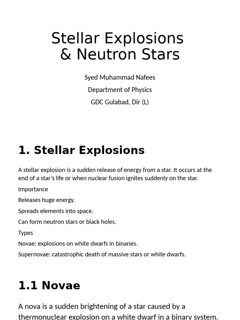 24 Stellar Explosions & Neutron Stars | PDF | Supernova | Stars