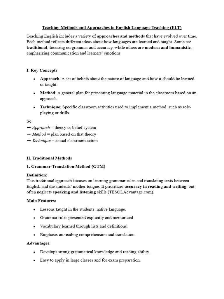 English Language Teaching Methods Guide | PDF | Language Education ...