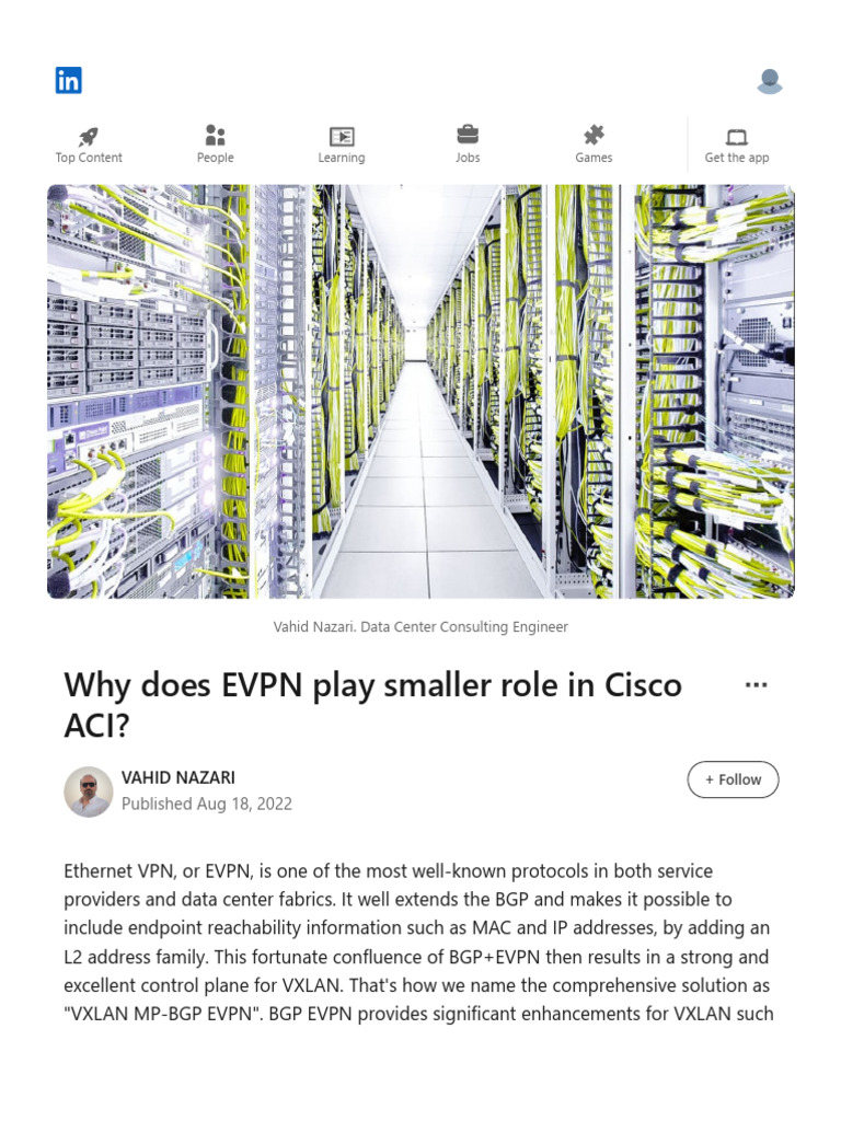 EVPN's Limited Role in Cisco ACI Explained | PDF | Computer Network ...
