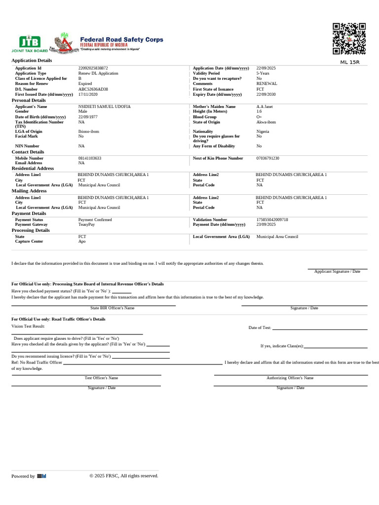 Driver's Licence Application Acknowledgement Slip | PDF