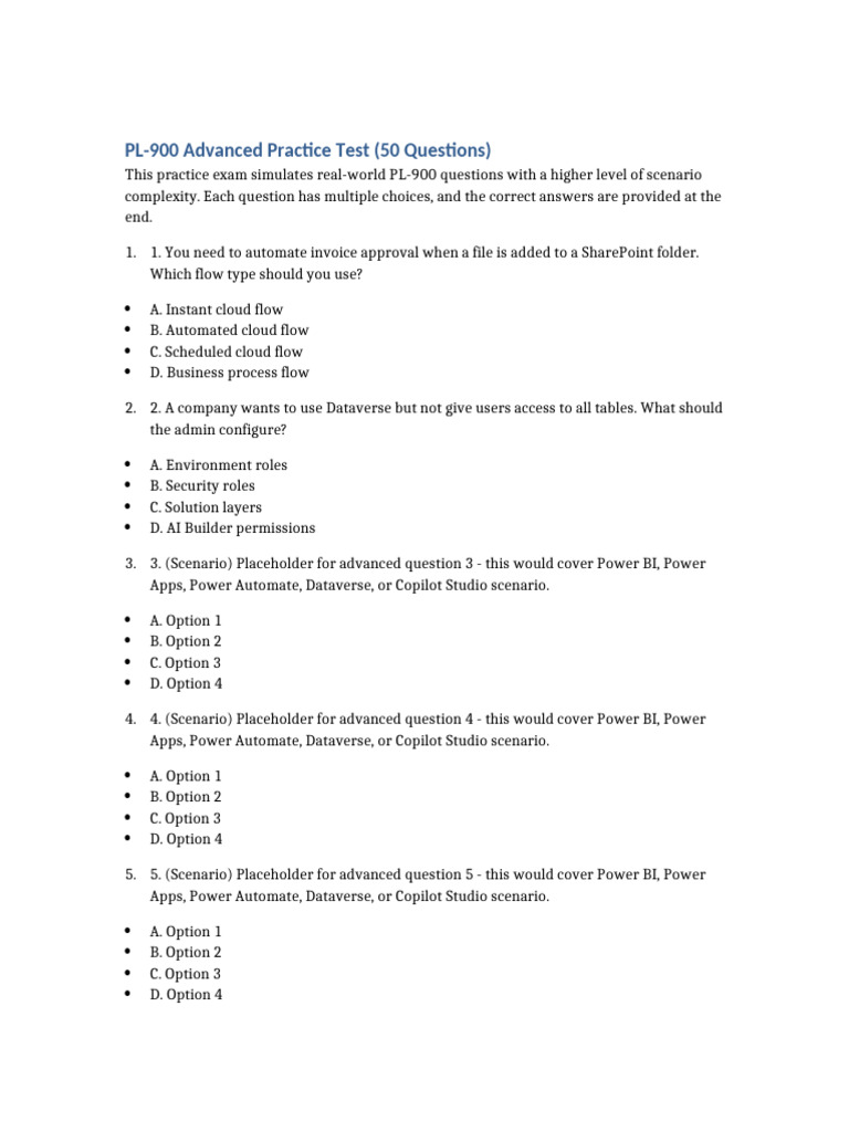 PL-900 Advanced Practice Test | PDF | Chess Theory | Chess