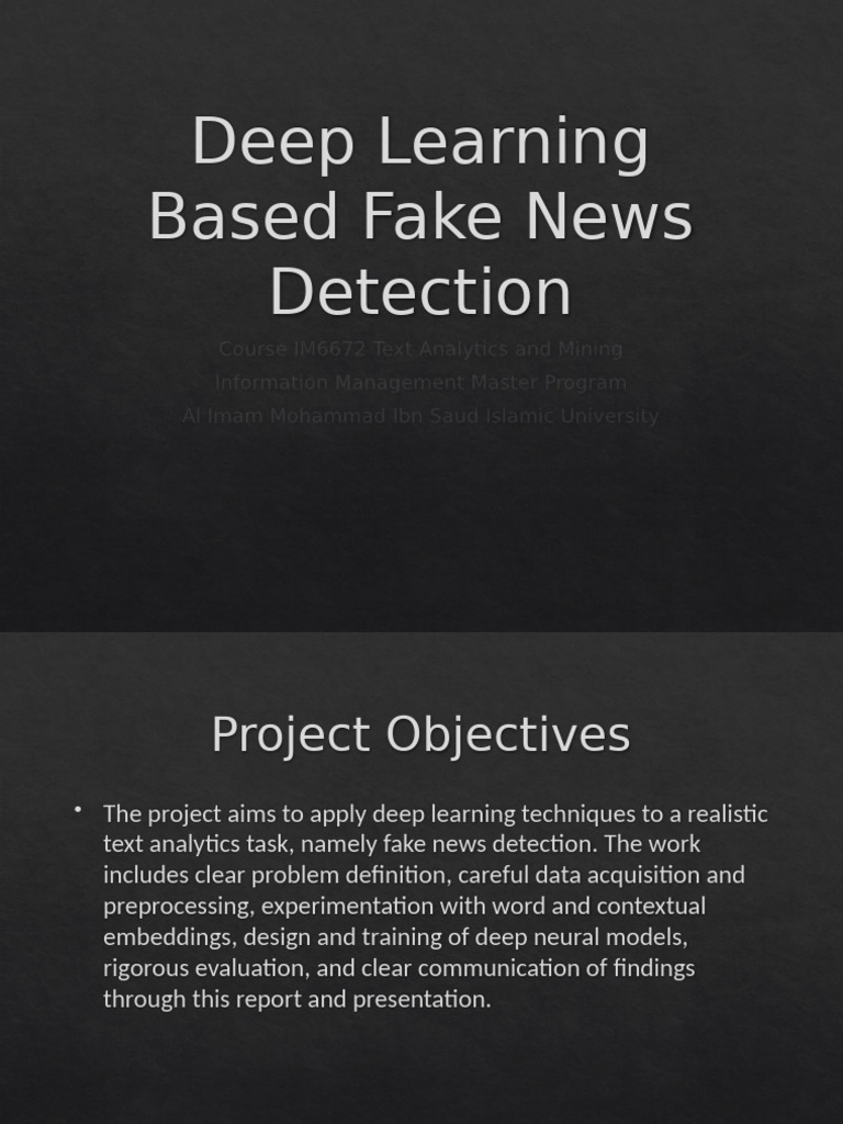 Deep Learning Fake News Detection Project | PDF | Deep Learning ...