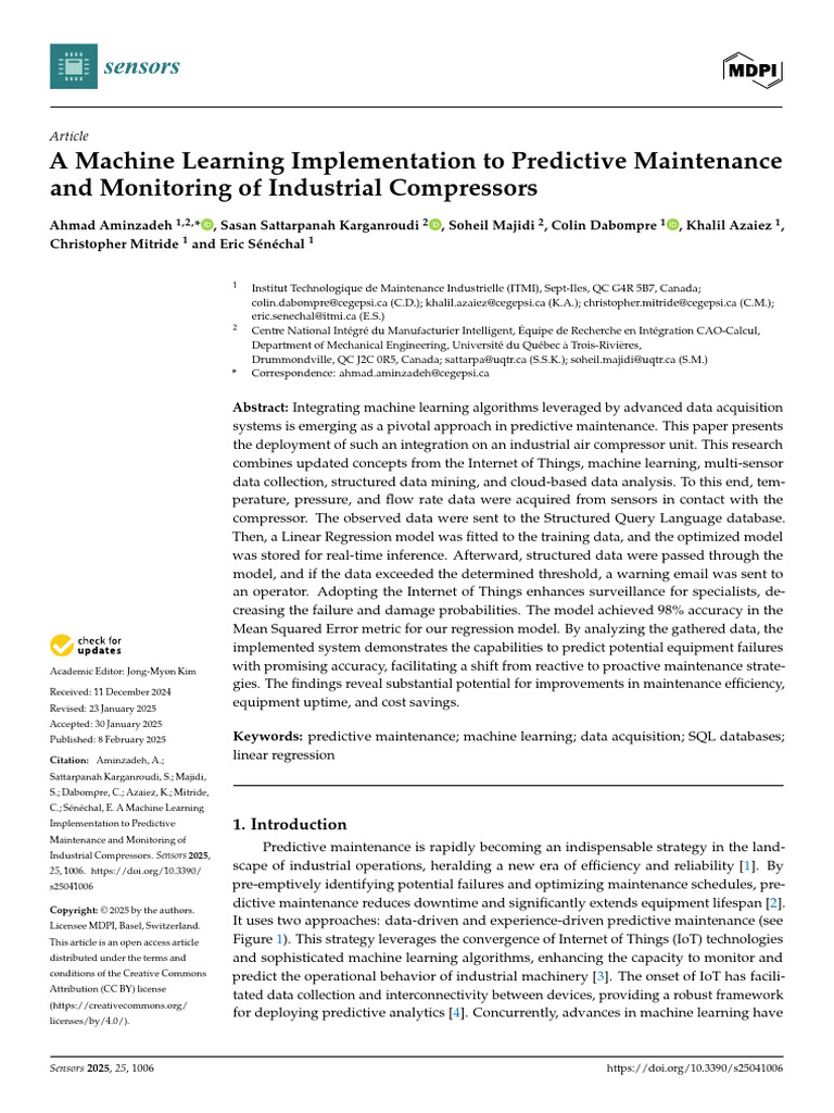 A Machine Learning Implementation to Predictive Maintenance and ...