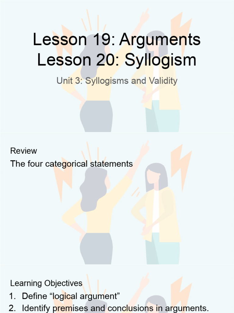 Lesson 19 - Arguments & Lesson 20 - Syllogism | PDF
