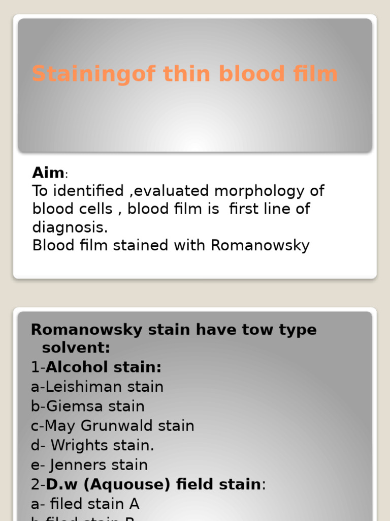 Blood Film Staining Techniques Explained | PDF