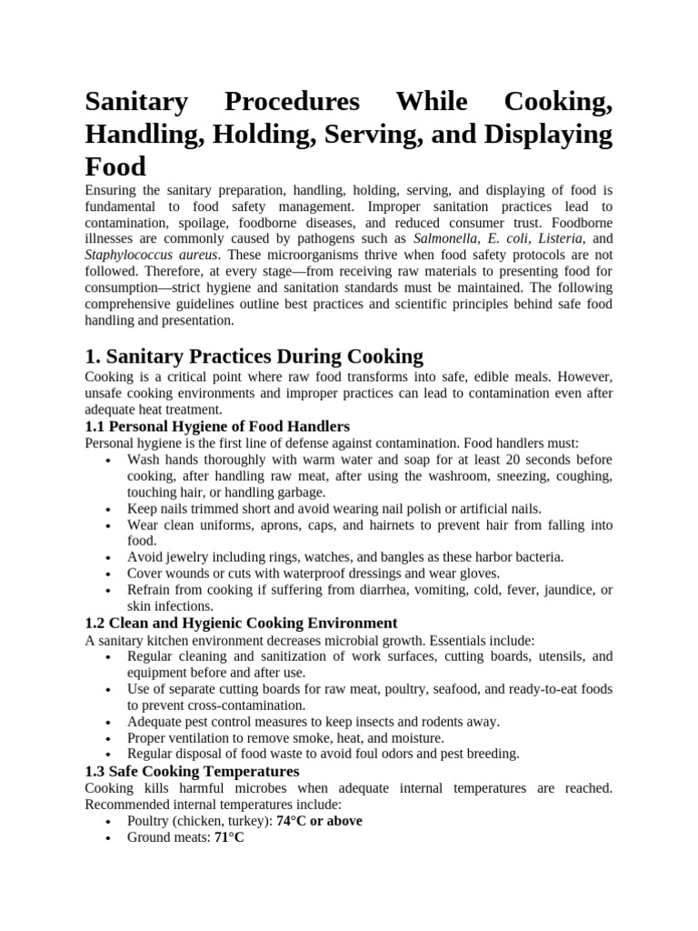 Food Safety Sanitation Guidelines | PDF | Food Safety | Hygiene