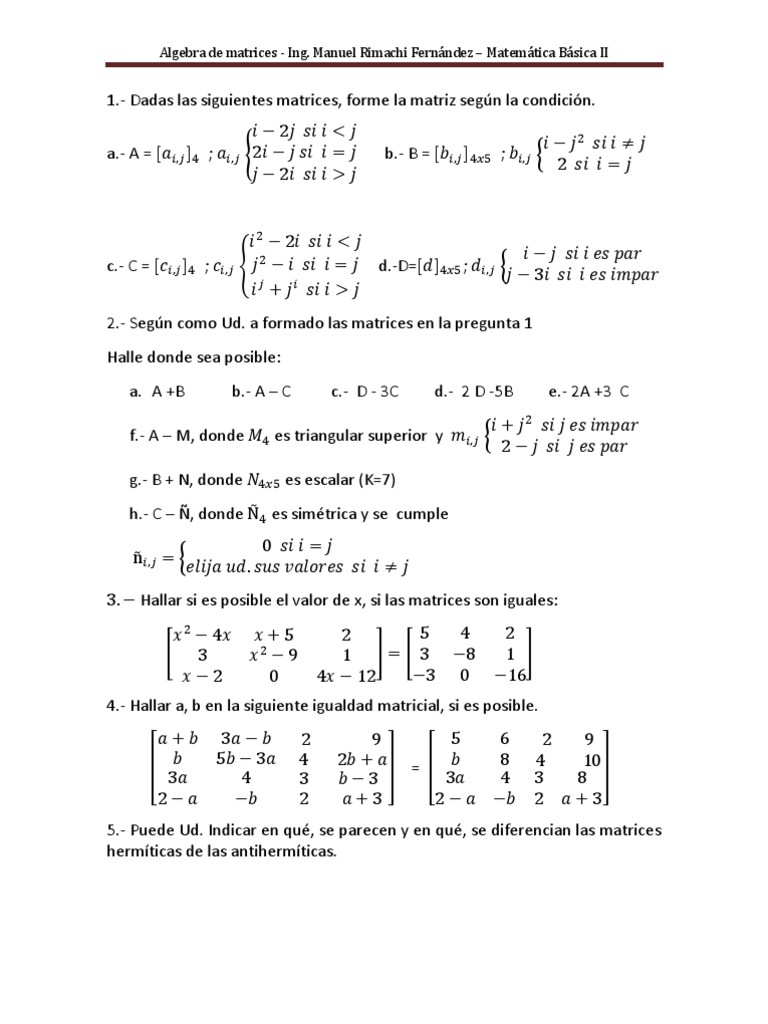 3 Practica Matrices Matriz Matemáticas Funciones Y Asignaciones 
