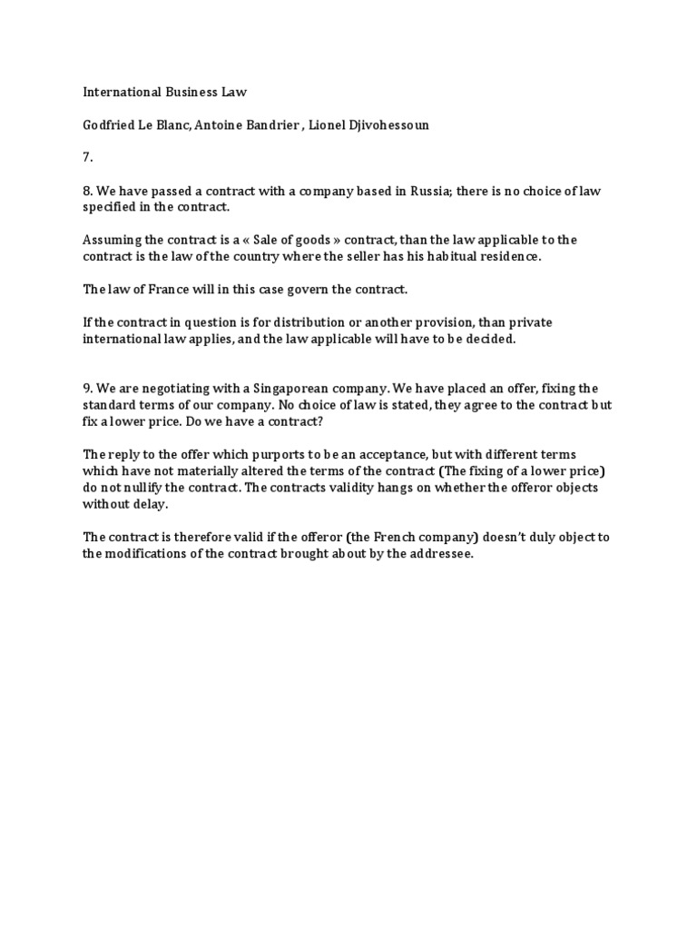 International Business Law (Case Study) | PDF