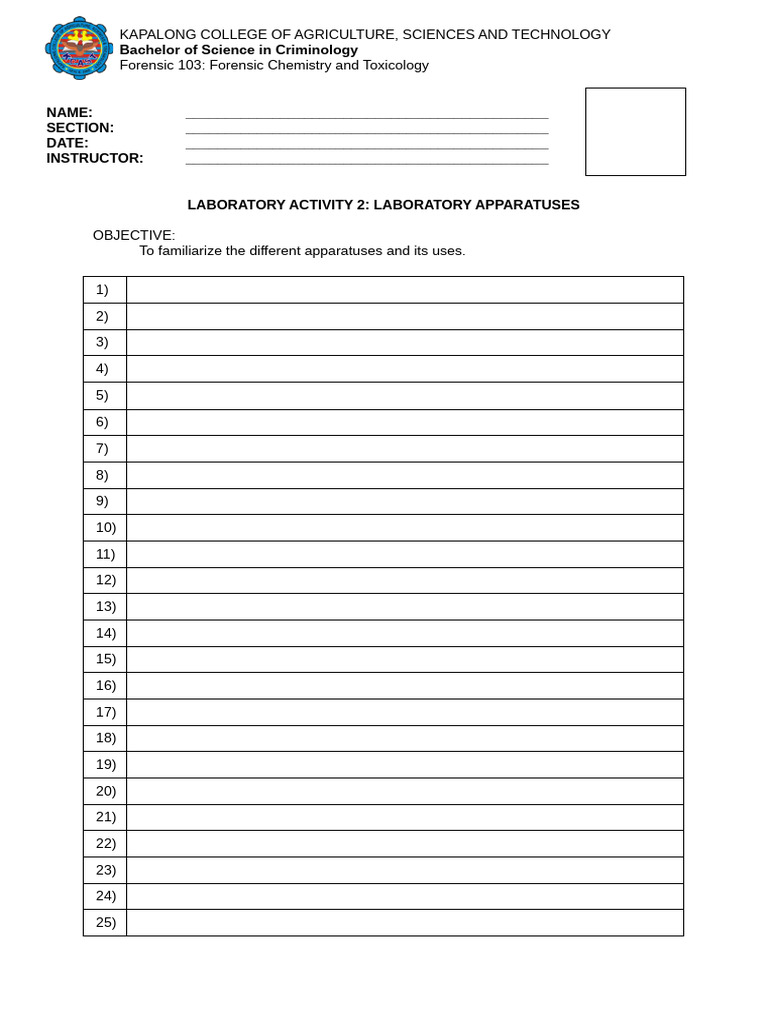 Forensic Chemistry Lab Apparatus Guide | PDF