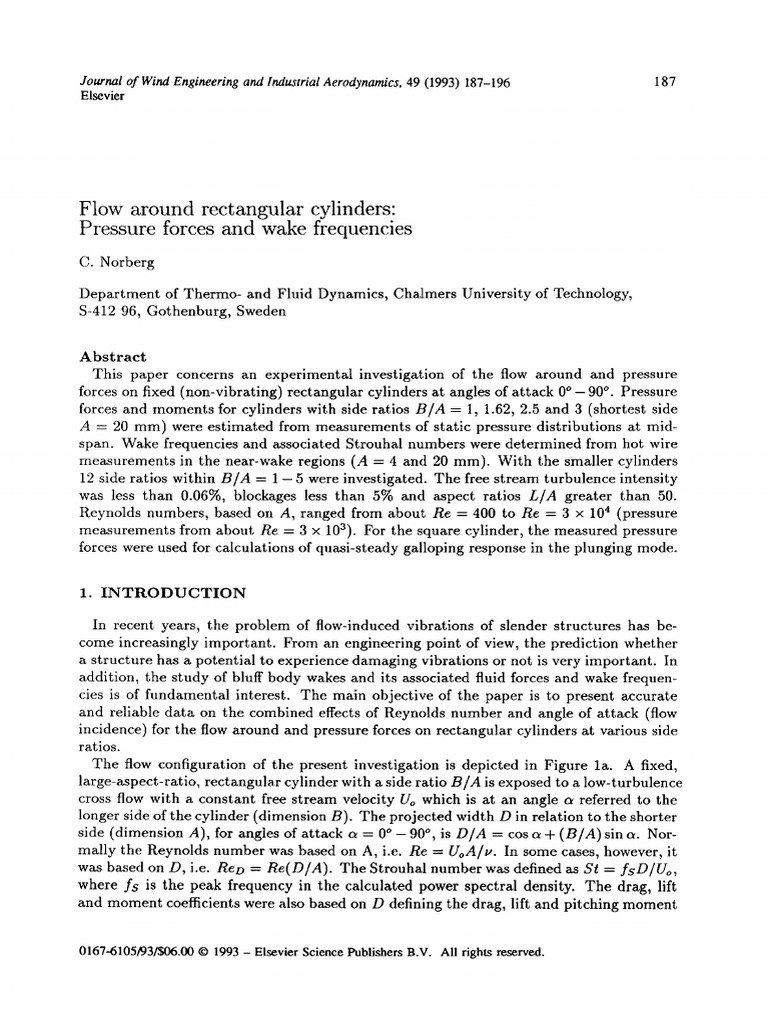 Flow Dynamics of Rectangular Cylinders | PDF | Reynolds Number | Drag ...