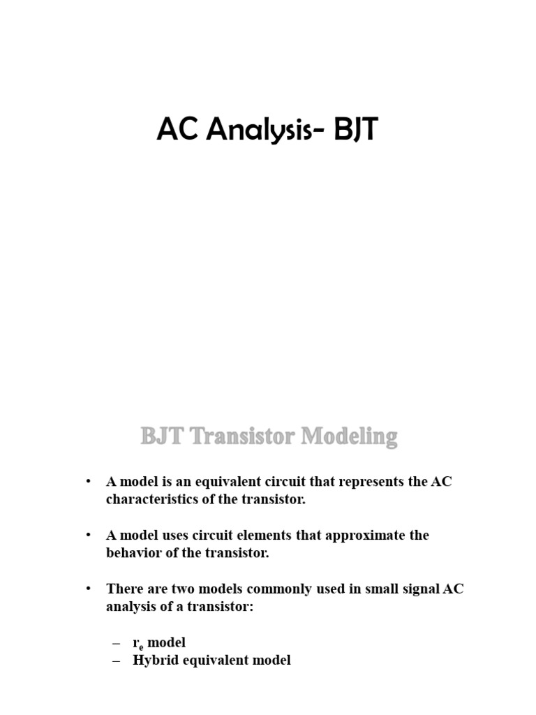 AC Analysis of BJT Transistor Models | PDF