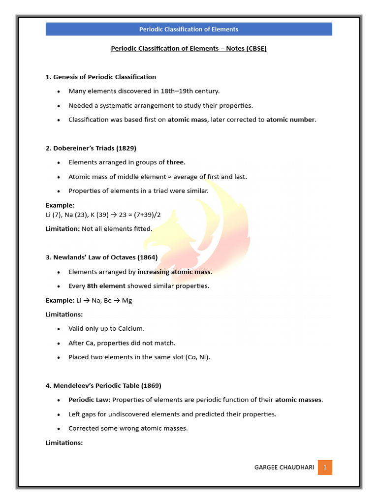 Periodic Classification of Elements | PDF | Periodic Table | Chemical Elements