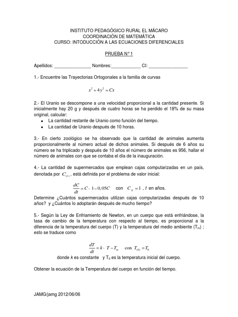 Prueba Edo 1 | PDF | Ciencia y matemáticas