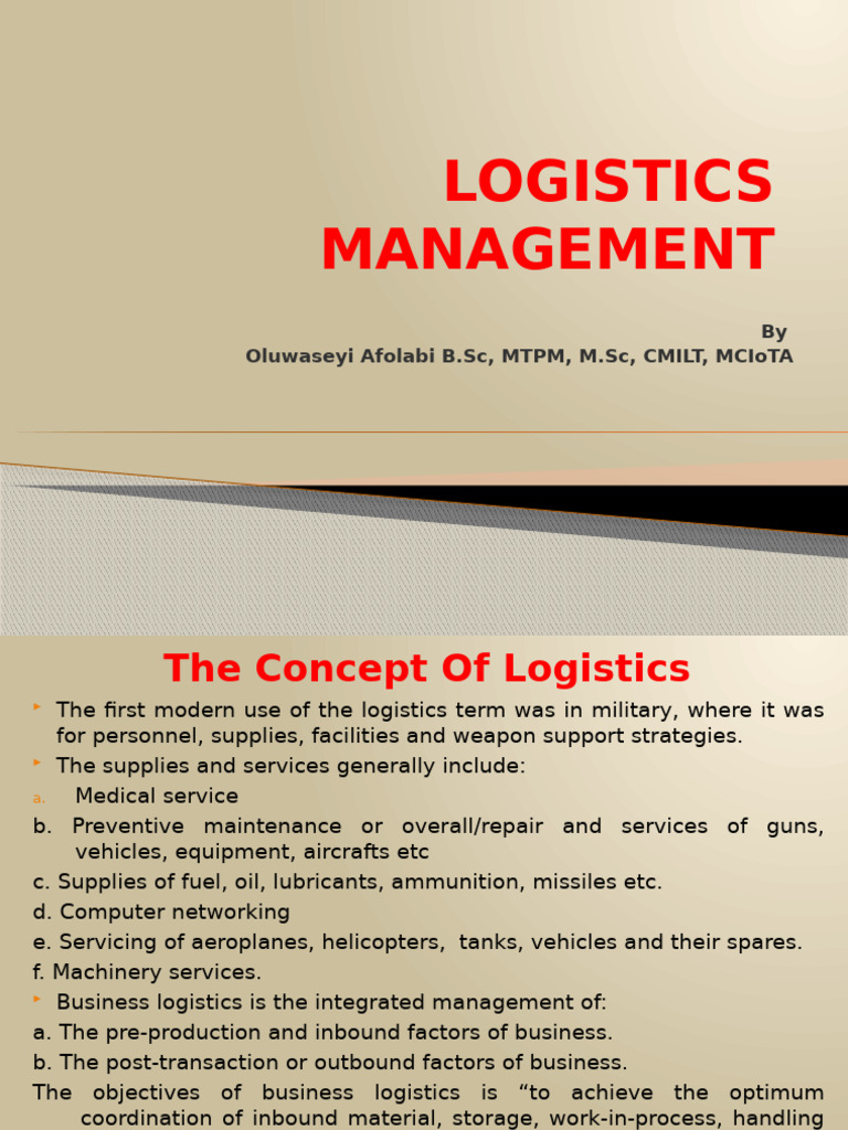 Understanding Logistics Management Concepts | PDF | Logistics | Warehouse