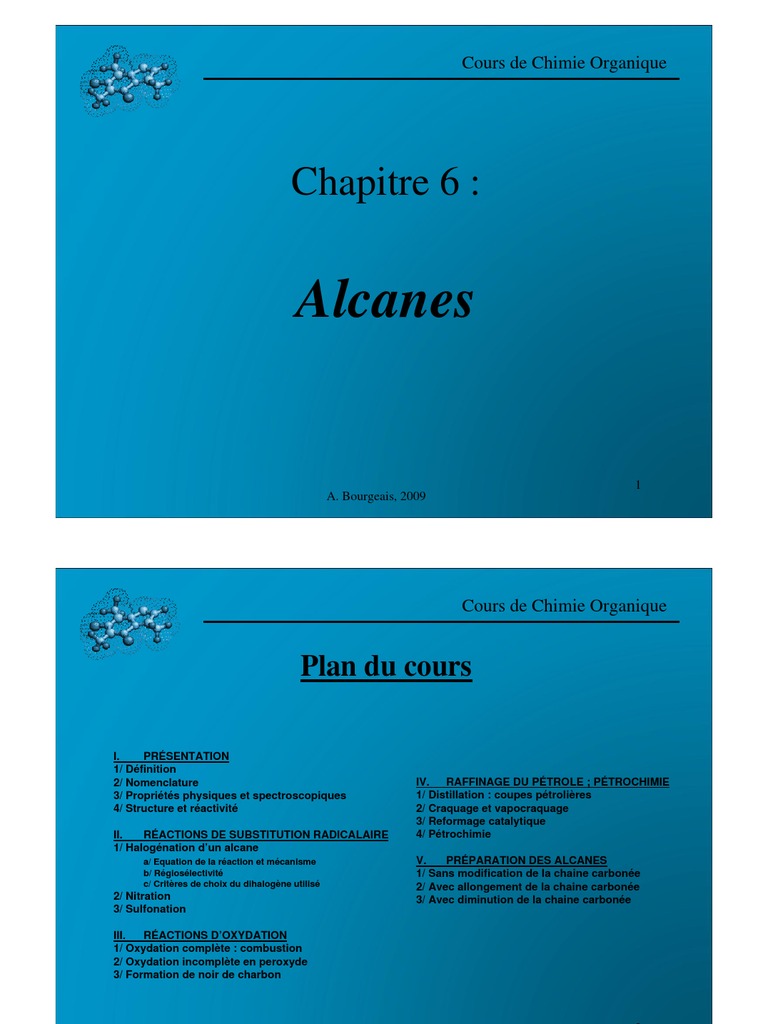 Cours sur les Alcanes en Chimie Organique | PDF