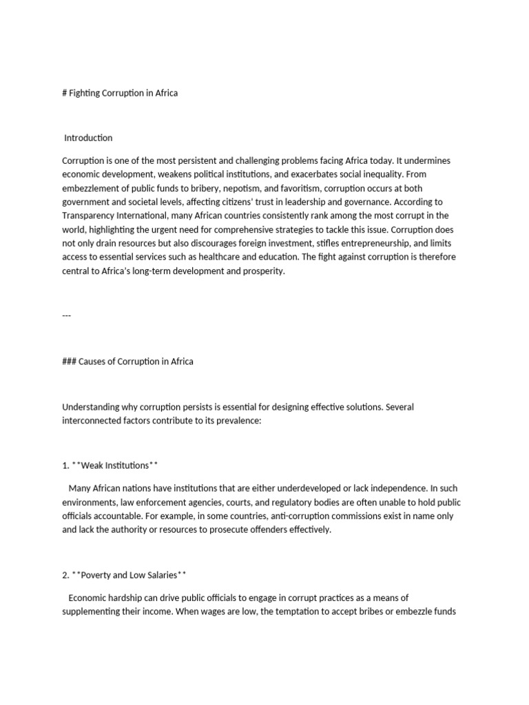 Combating Corruption in Africa: Strategies | PDF | Corruption | Social ...