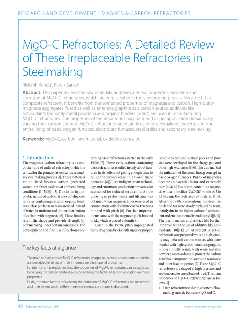 MgO-C Refractories a Detailed Review of These Irreplaceable ...