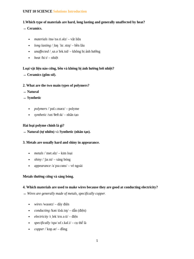 Grade 6 Unit 10 Science | PDF