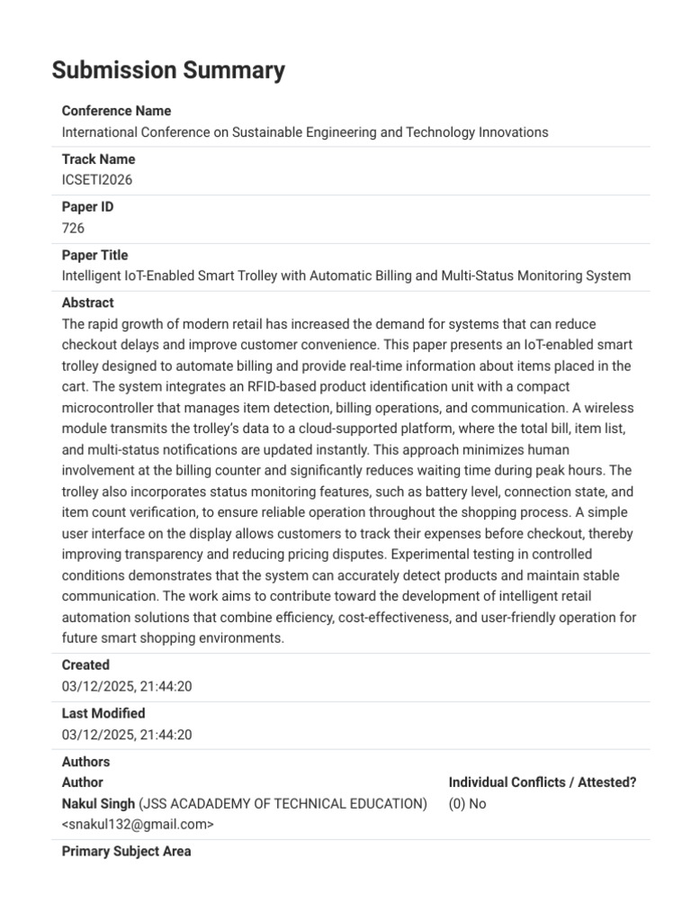 Conference Management Toolkit - Submission Summary | PDF