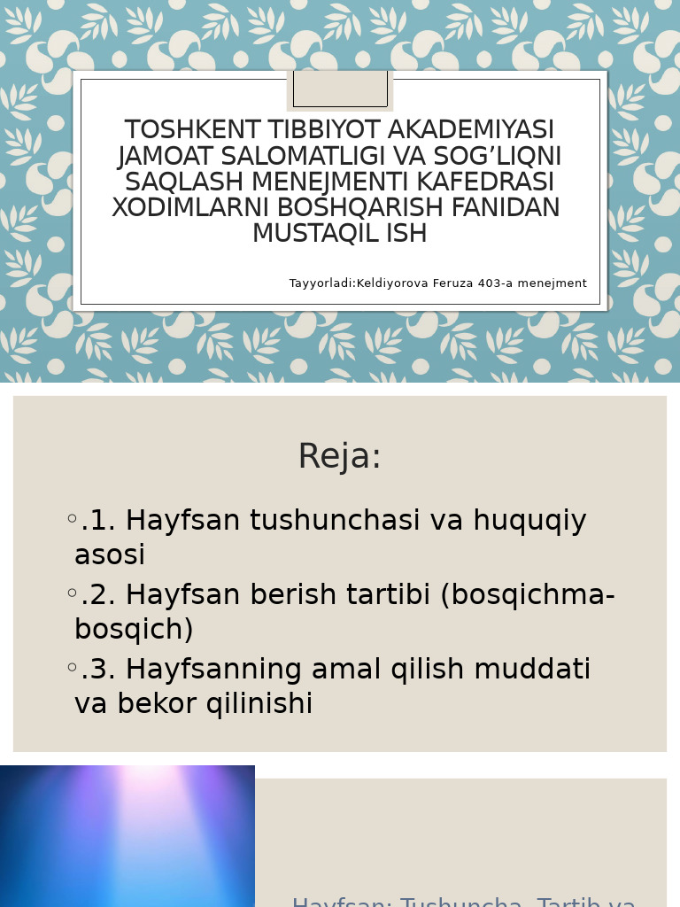 Hayfsan Tushuncha Tartib Va Huquqiy Asoslar | PDF