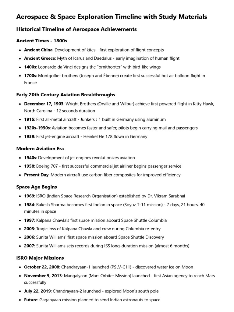 Aerospace and Space Exploration Timeline | PDF | Natural Satellite ...