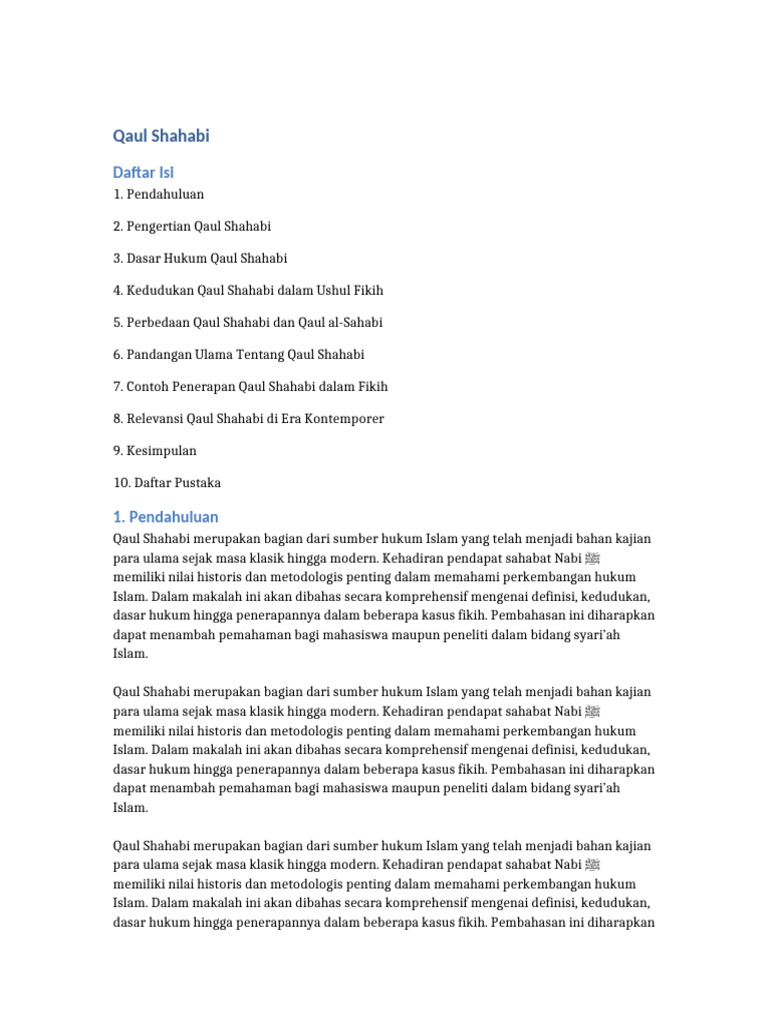 Memahami Qaul Shahabi dalam Fikih | PDF