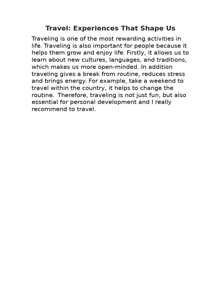 Travel Experiences | PDF