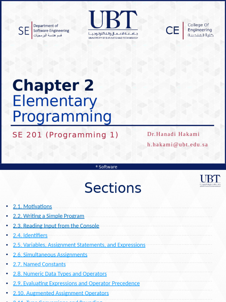 Student SE201 Chapter 2 (Elementary Programming) | PDF | Shell ...